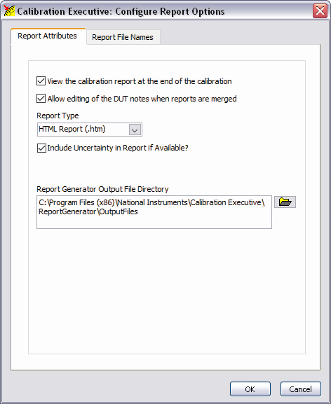 Configuring Report Options - NI
