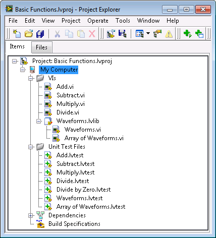 Using the Project Explorer Window (Unit Test Framework Toolkit) - NI